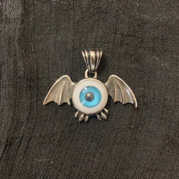 Jewelry | Stainless Steel All Seeing Blue Eye With Bat Wings Pendant ...